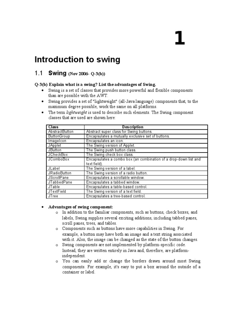 Swings Pdf Array Data Structure Object Oriented Programming 