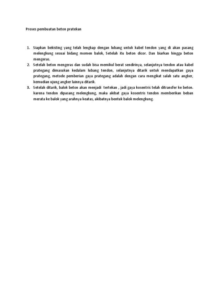Proses Pembuatan Beton Pratekan | PDF