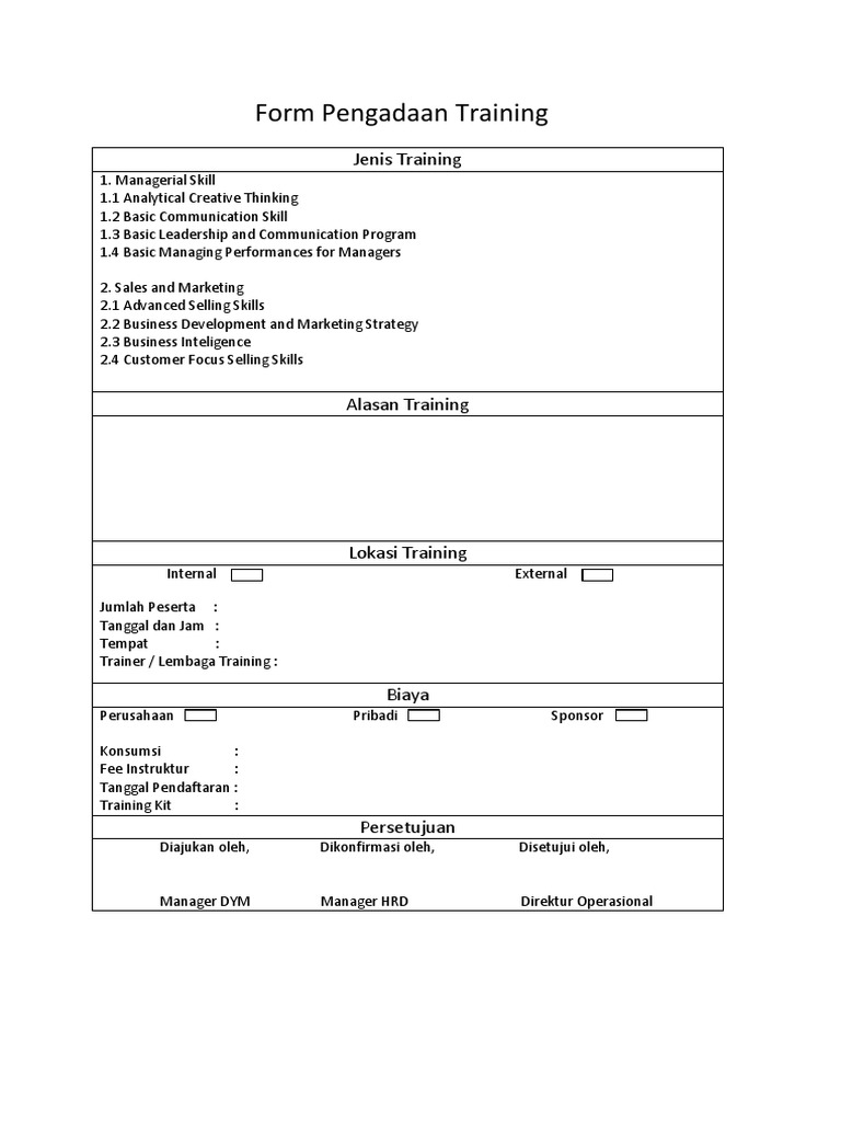Form Pengadaan Training | PDF | Business