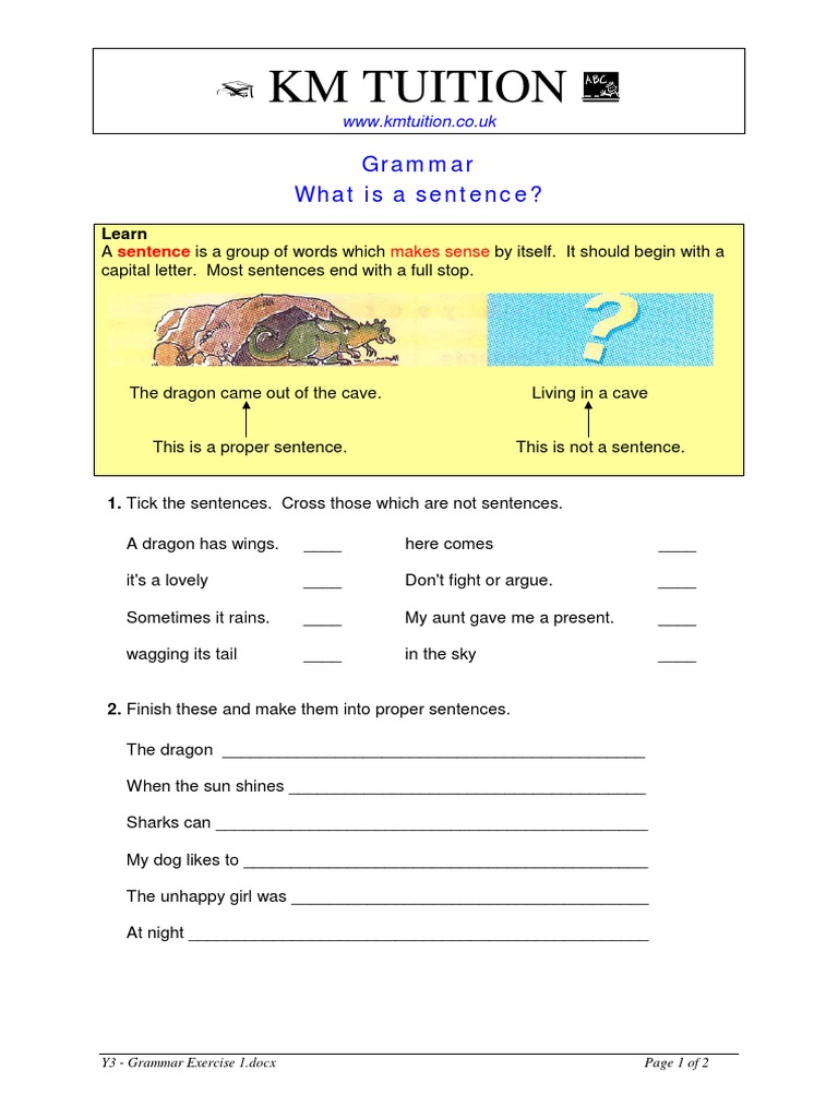 Y3 - Grammar Exercise 1 | PDF | Linguistics