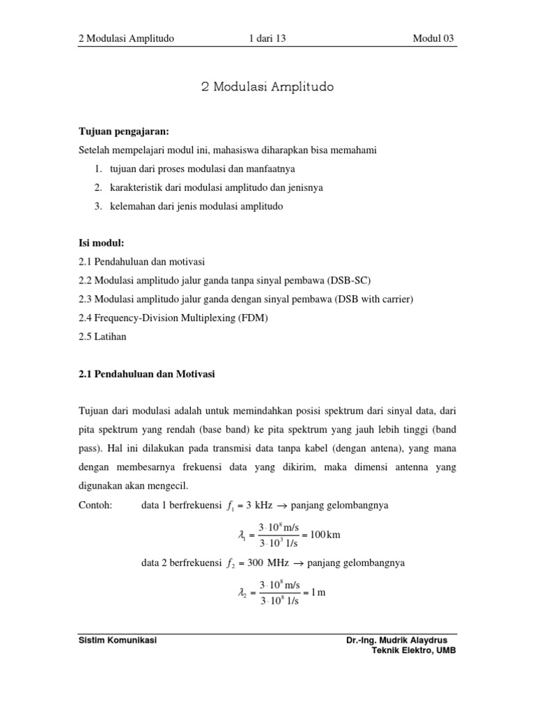 03 Modulasi Amplitudo PDF | PDF