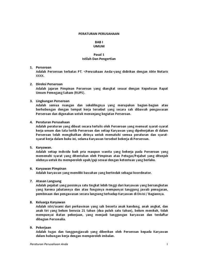 Peraturan Perusahaan | PDF