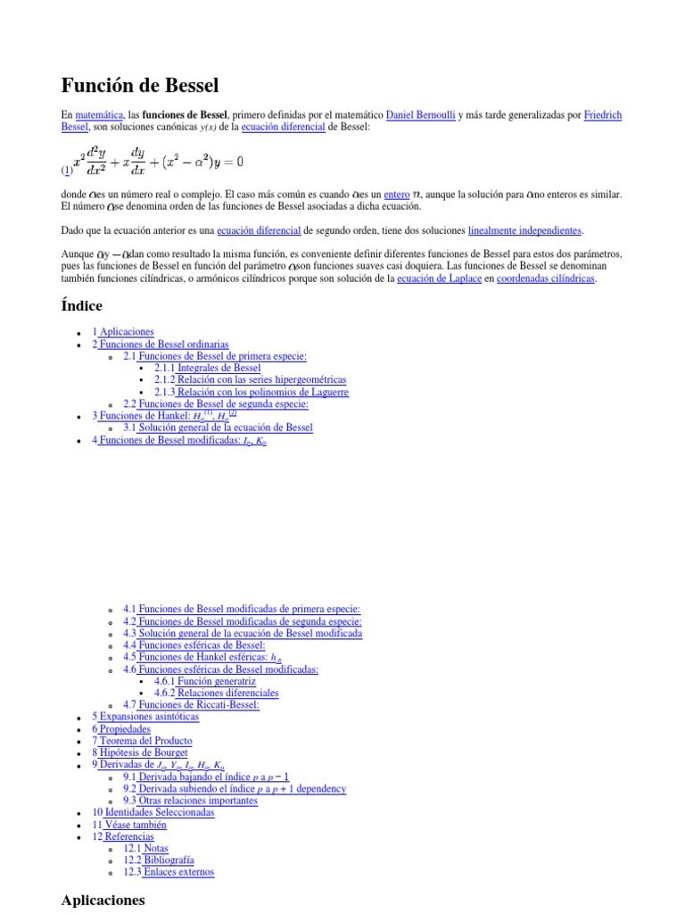 Funcion de Bessel | PDF | Funciones y mapeos | Álgebra abstracta