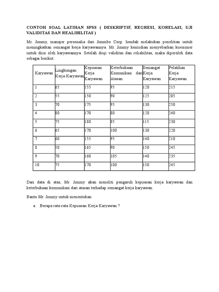 Contoh Soal Latihan Spss | PDF