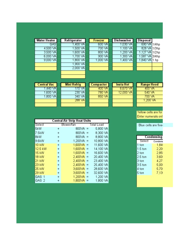 Residential Load Calculation Template | PDF | Home Appliance | Air ...
