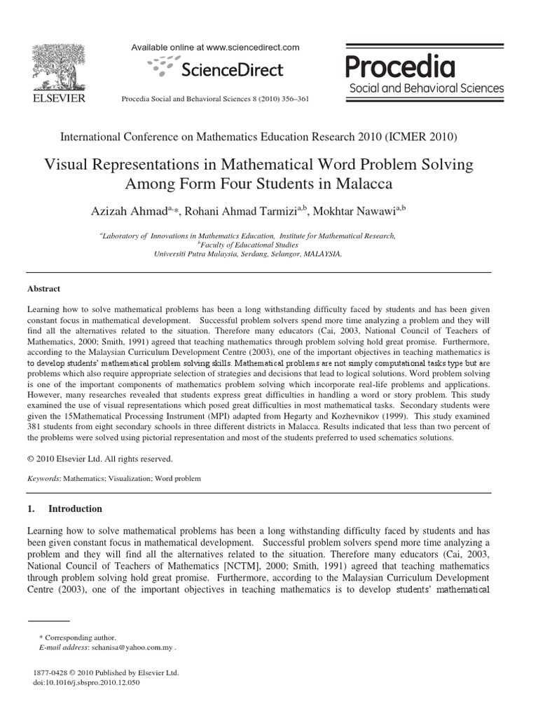 Visual Representations in Mathematical - 2 | PDF | Mental Image | Teaching Mathematics
