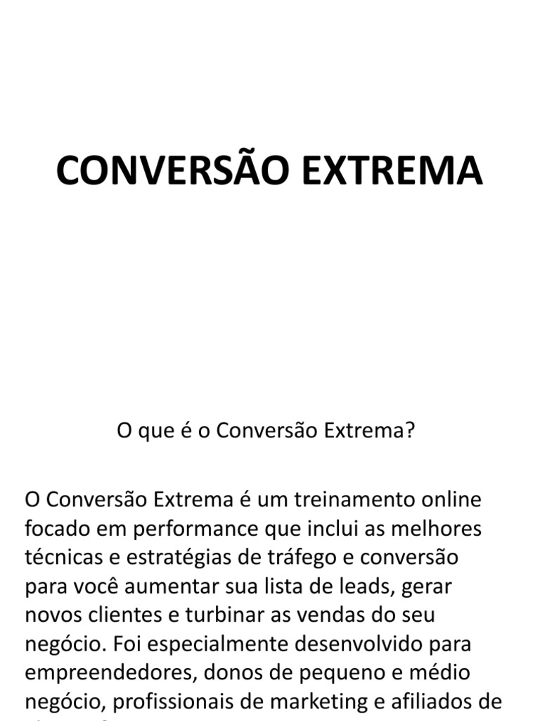 Curso Conversão Extrema Baixar | PDF | Finanças e Administração de Capital