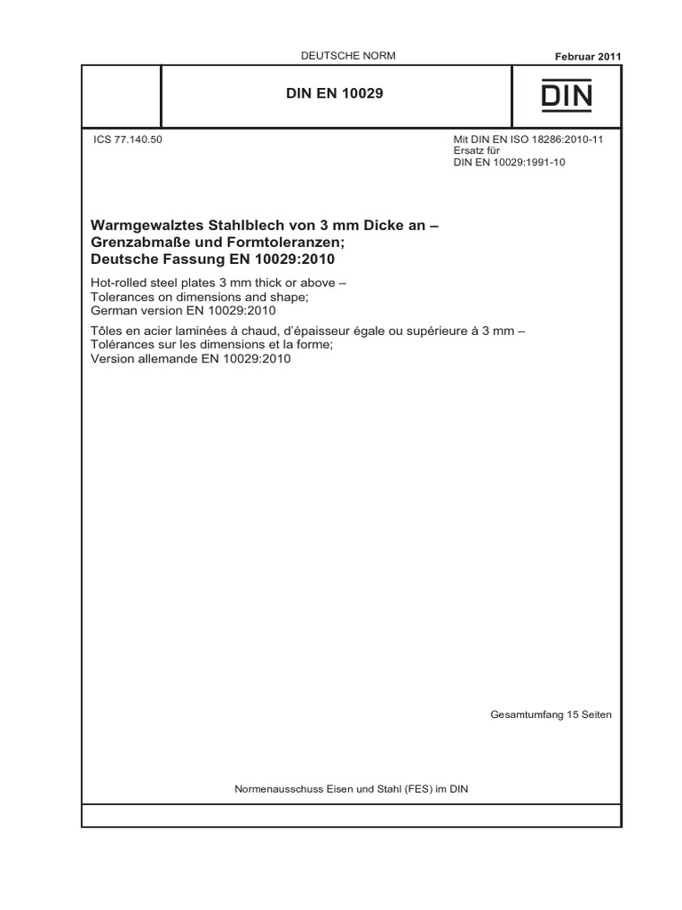 Din en 10029-Germ | PDF