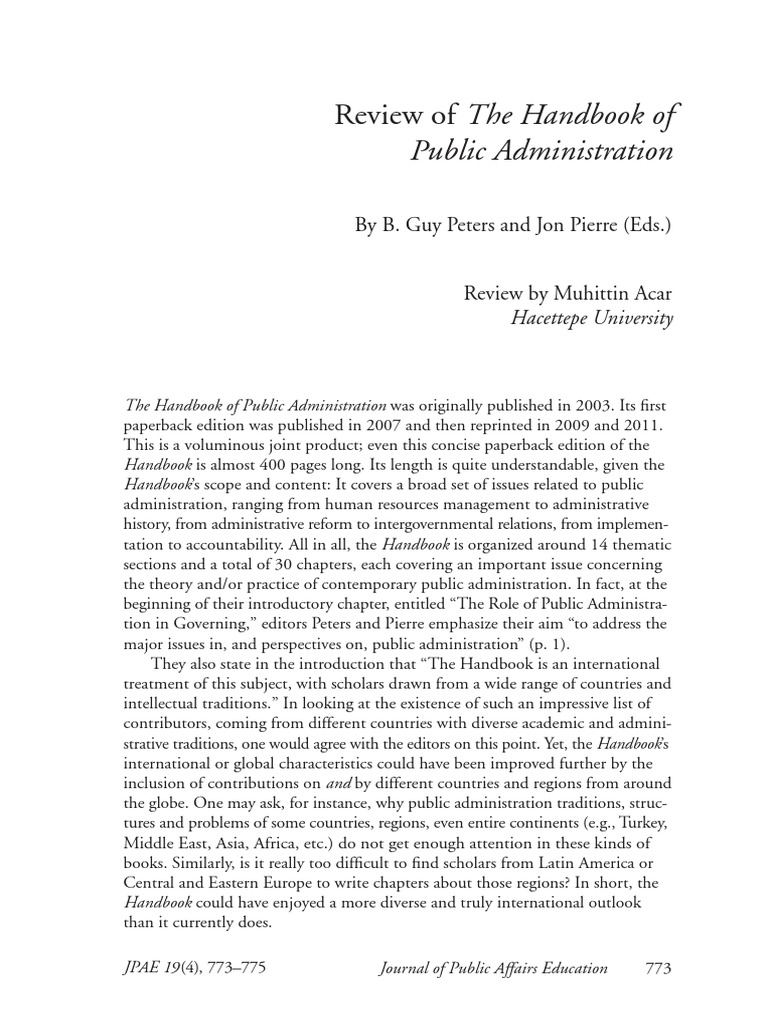 Review of The Handbook Of: Public Administration | PDF | Public ...