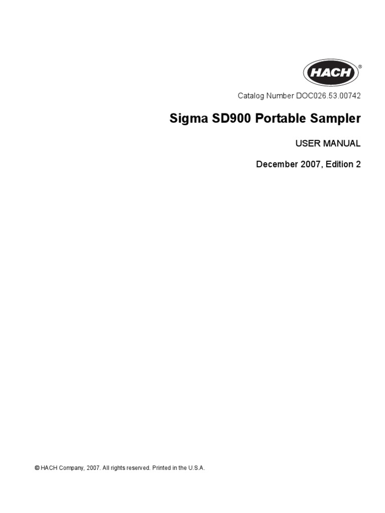 SIGMA SD900 Portable Sampler User Manual | PDF | Nature