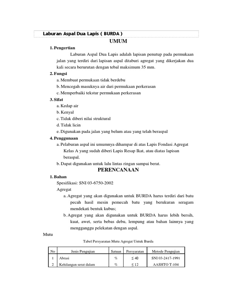 Laburan Aspal Dua Lapis | PDF