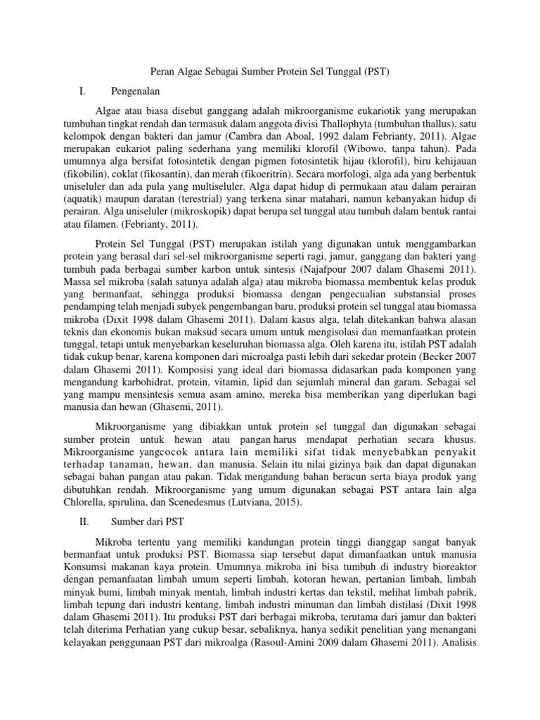 Peran Algae Sebagai Sumber Protein Sel Tunggal | PDF | Sains & Matematika