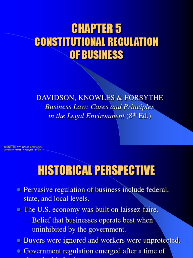 Constitutional Regulation of Business: Davidson, Knowles & Forsythe Ed ...