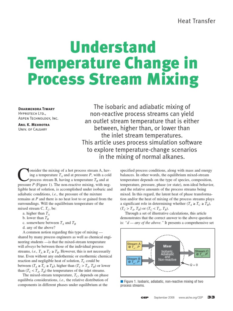 Temperature Changes in Stream Mixing | PDF | Phase (Matter) | Enthalpy