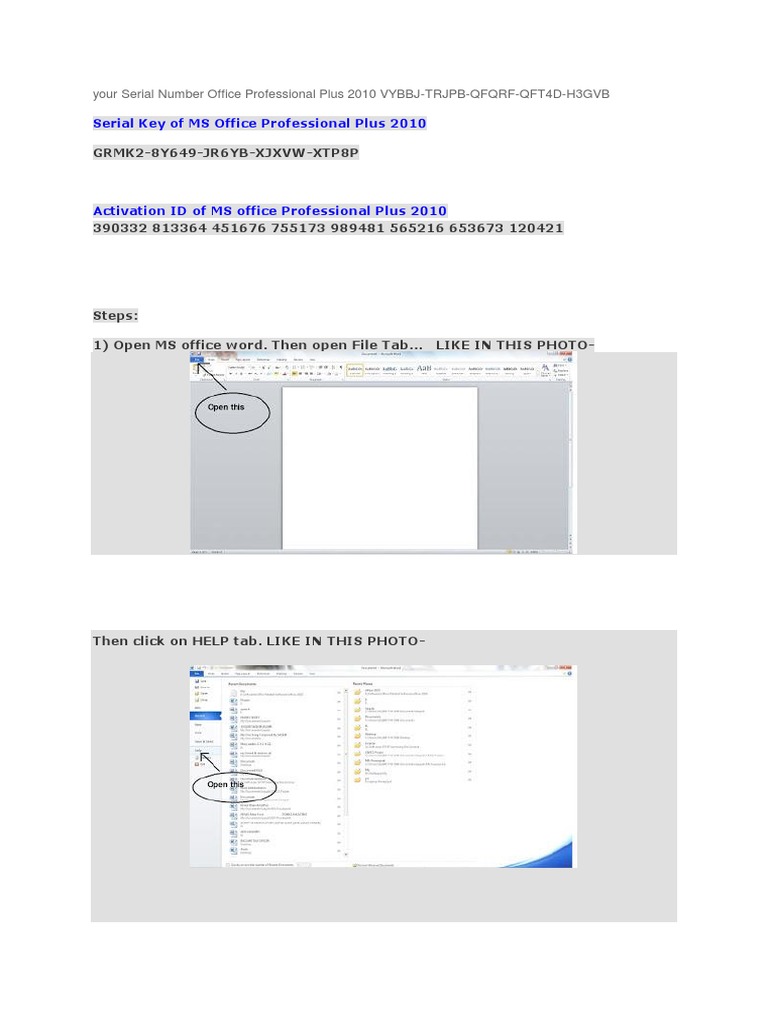 Your Serial Number Office Professional Plus 2010 VYBBJ | PDF