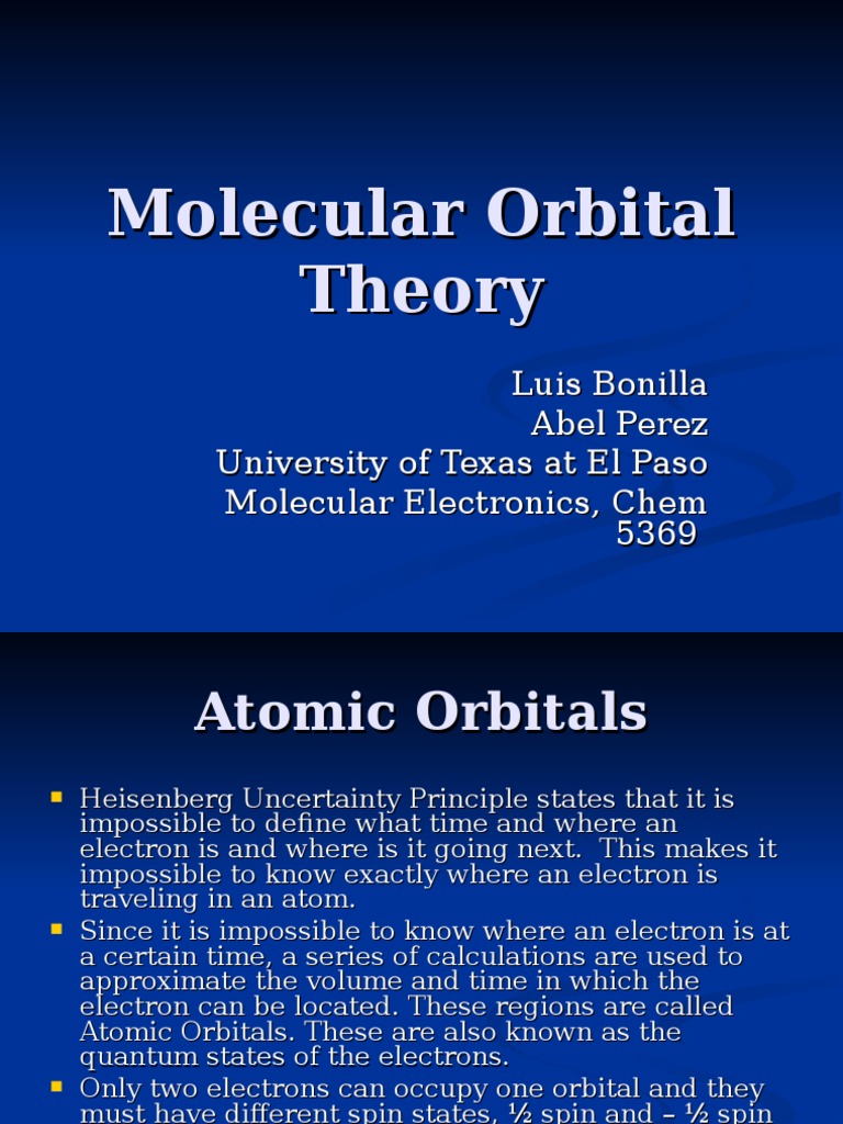 Molecular Orbital Theory | PDF | Electron Configuration | Molecular Orbital