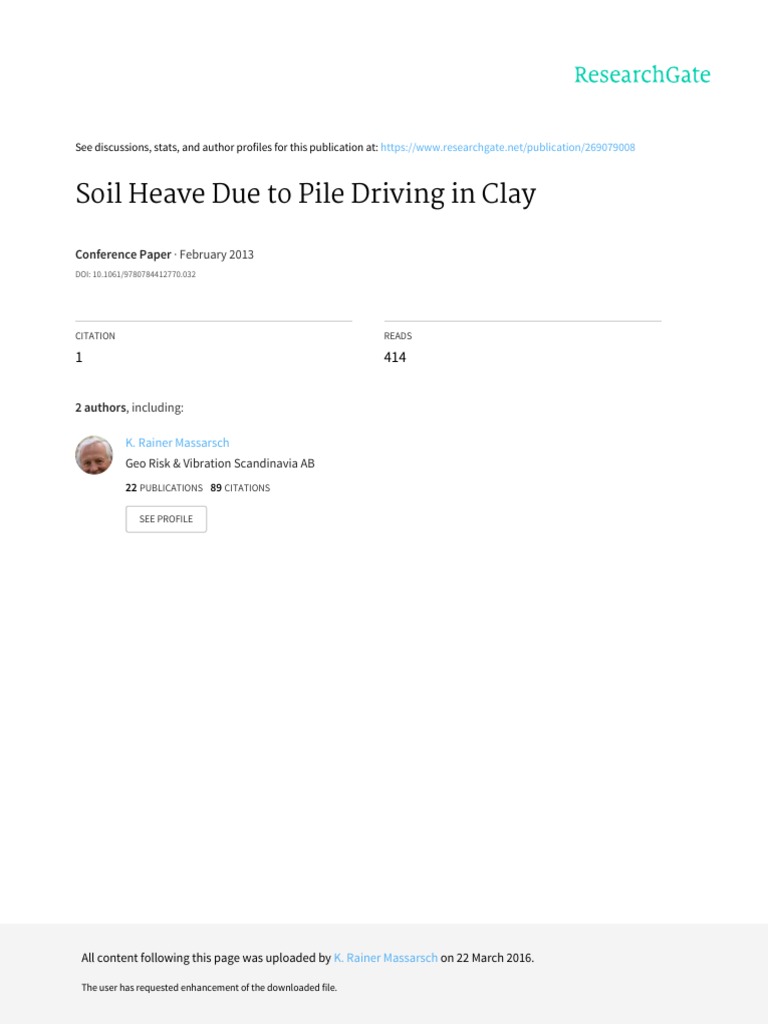 2013 Soil Heave Due To Pile Driving in Clay | PDF | Deep Foundation ...