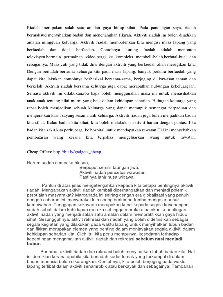 Kebaikan dan Kepentingan Aktiviti Riadah | PDF