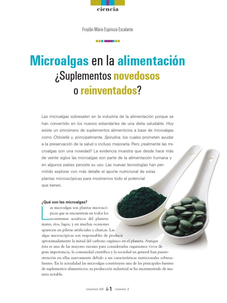 Lectura 01 MicroAlgas en La Alimentacion Suplementos Novedosos o ...