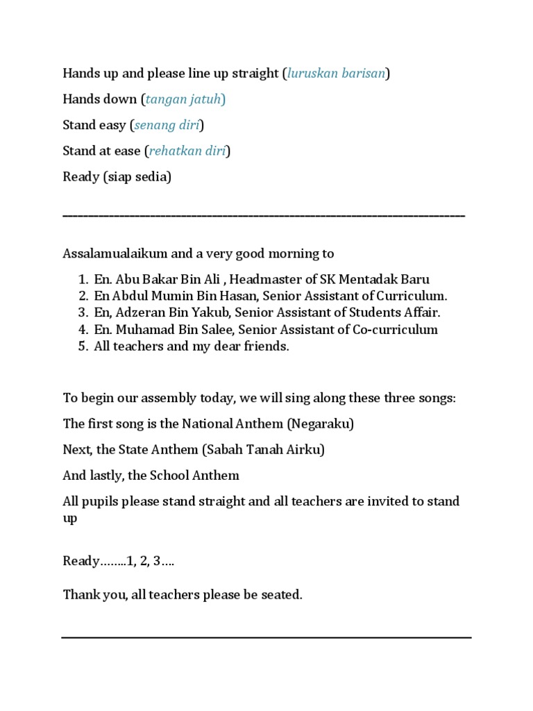 Skrip Emcee in English | PDF