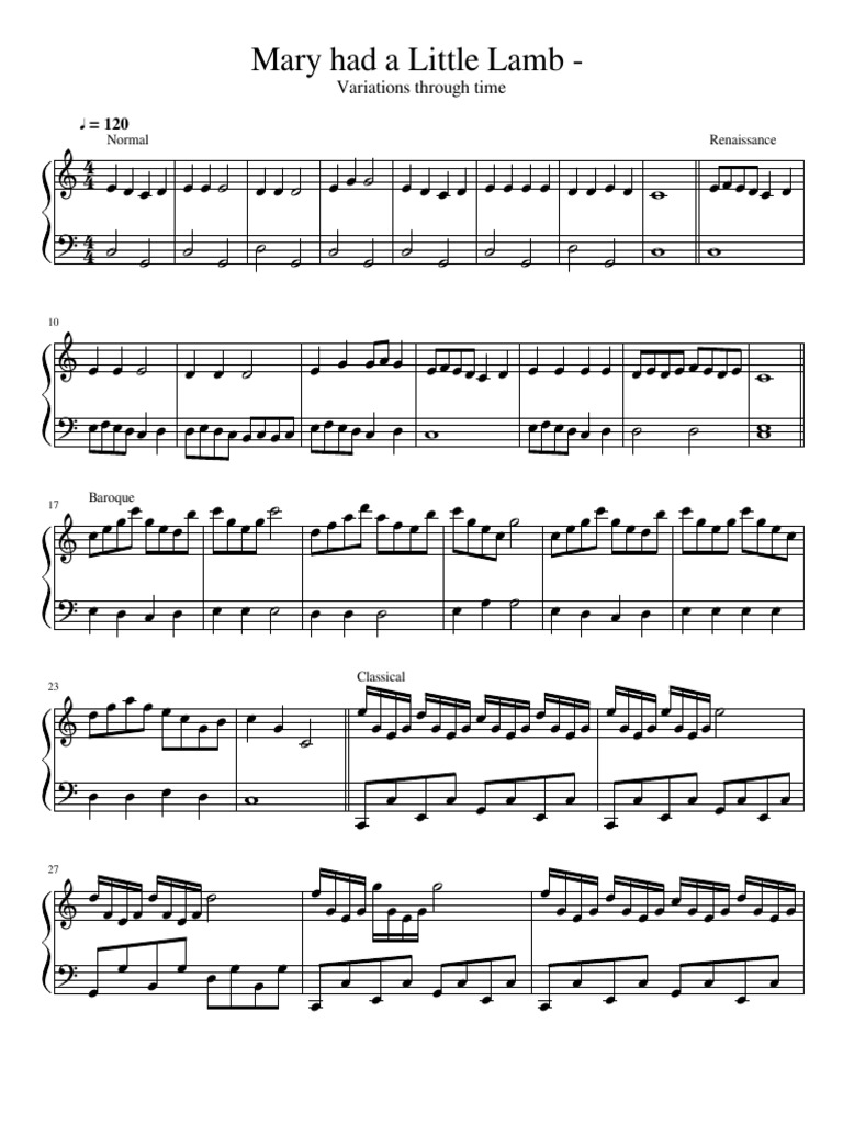 Mary Had A Little Lamb - Variations Through Time | PDF | English ...