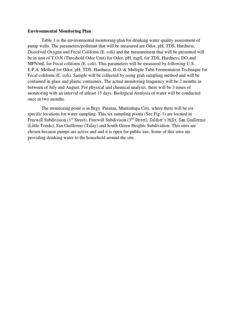 Environmental Monitoring Plan: ST RD | PDF