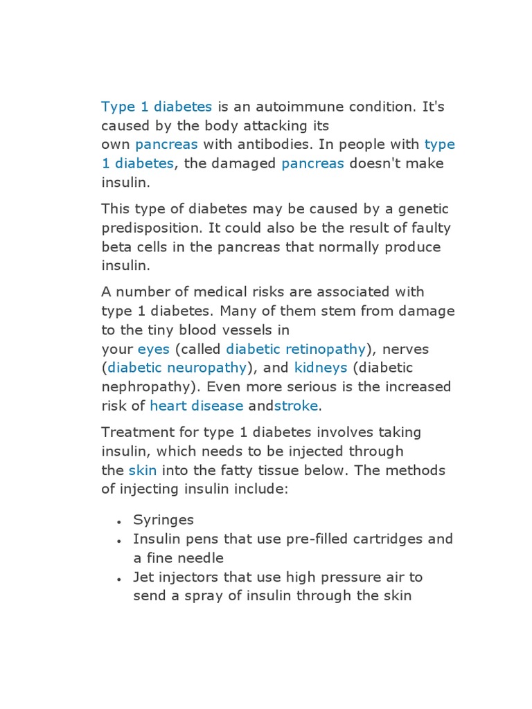 Type 1 Diabetes Pancreas Type 1 Diabetes Pancreas | PDF