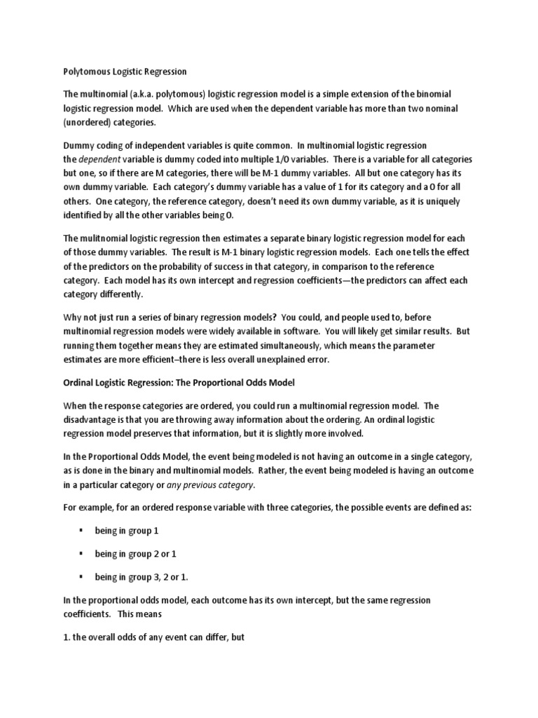 Polytomous Logistic Regression | Download Free PDF | Logistic ...