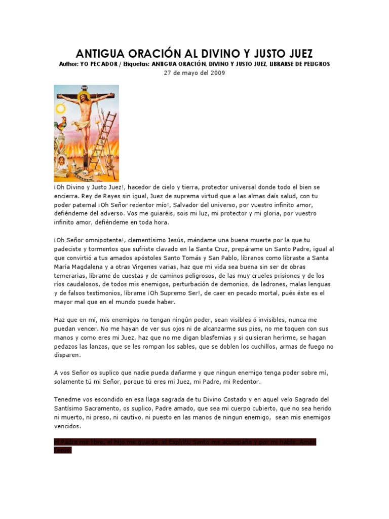 Antigua Oración Al Divino y Justo Juez | PDF