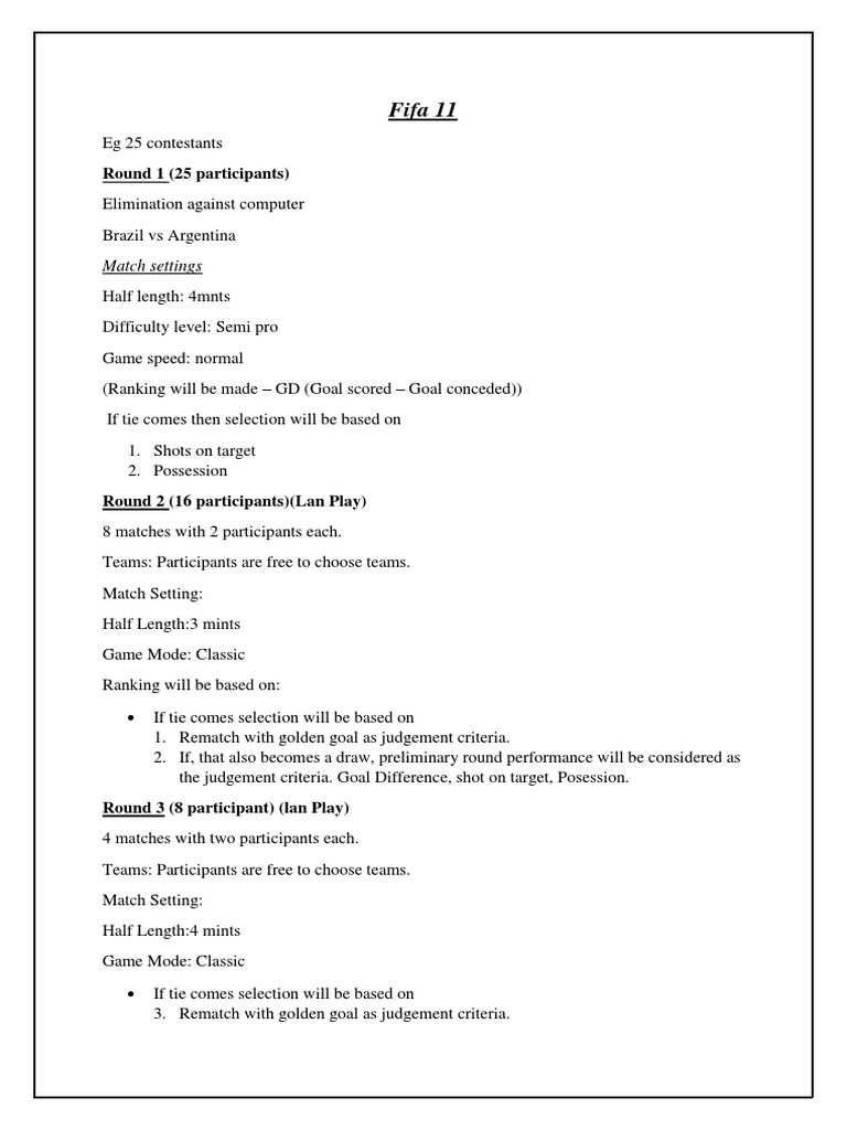 Fifa 11: Round 1 (25 Participants) | PDF