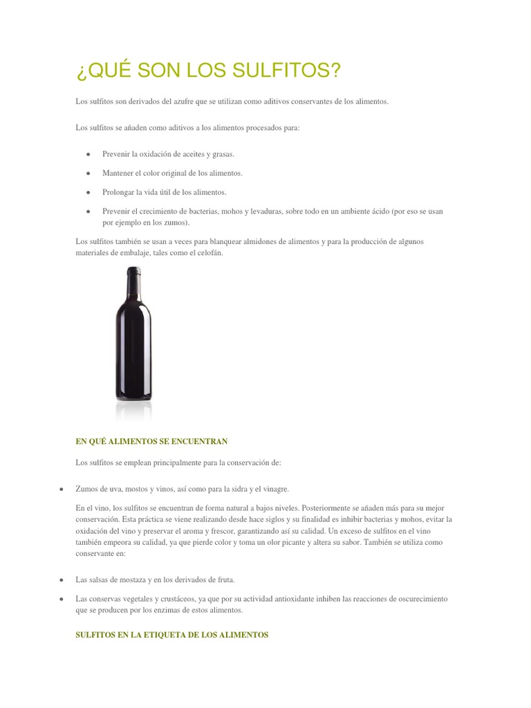 Qué Son Los Sulfitos | PDF | Vino | Alimentos