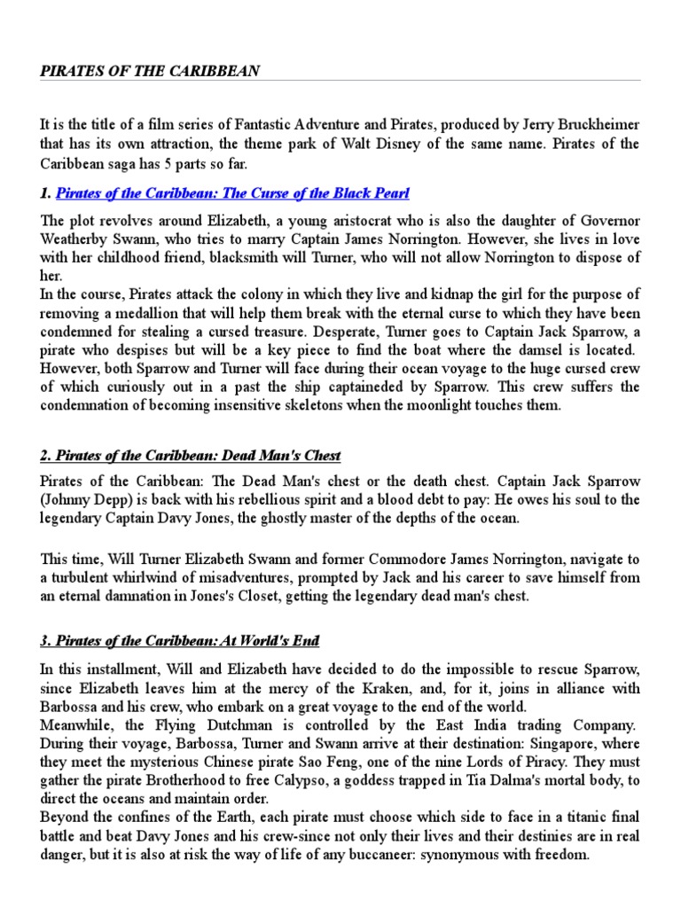 Overview of Pirates of the Caribbean Films | PDF | Maritime Folklore ...