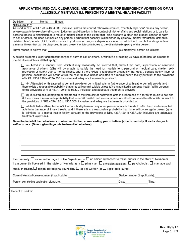 NV L2K forms-10-9-17 | Psychiatry | Mental Disorder