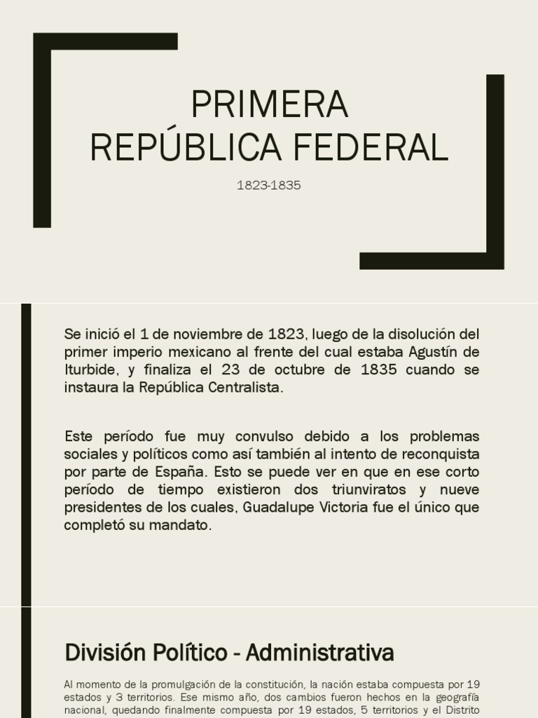 Primera República Federal | México independiente | Politica de mexico