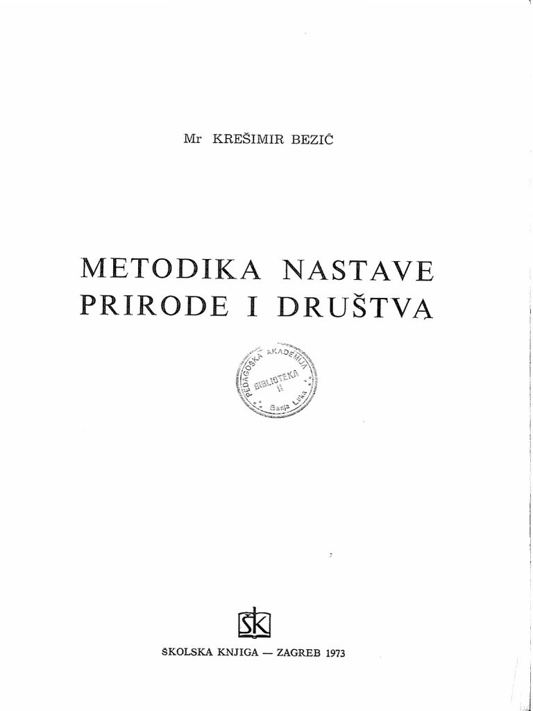 Metodika Nastave Prirode I Drustva Kresimir Bezic PDF | PDF