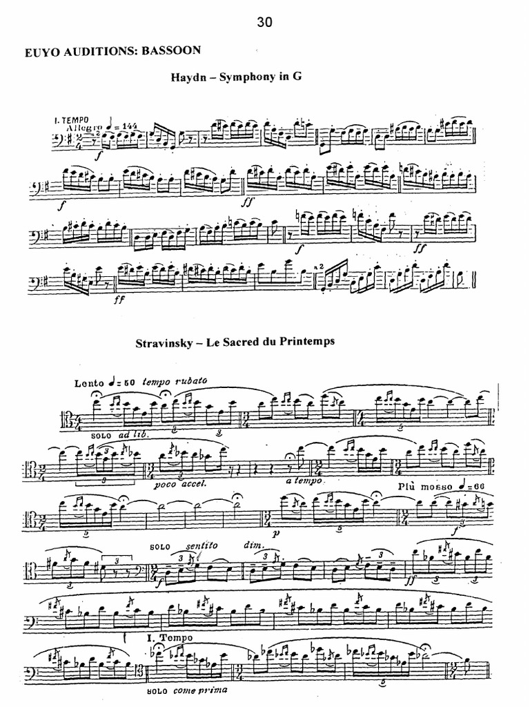 Bassoon Excerpts for EUYO Auditions | PDF