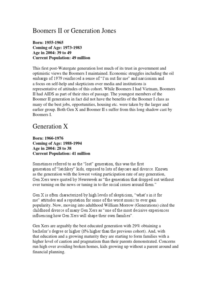 Boomers II or Generation Jones | PDF | Millennials