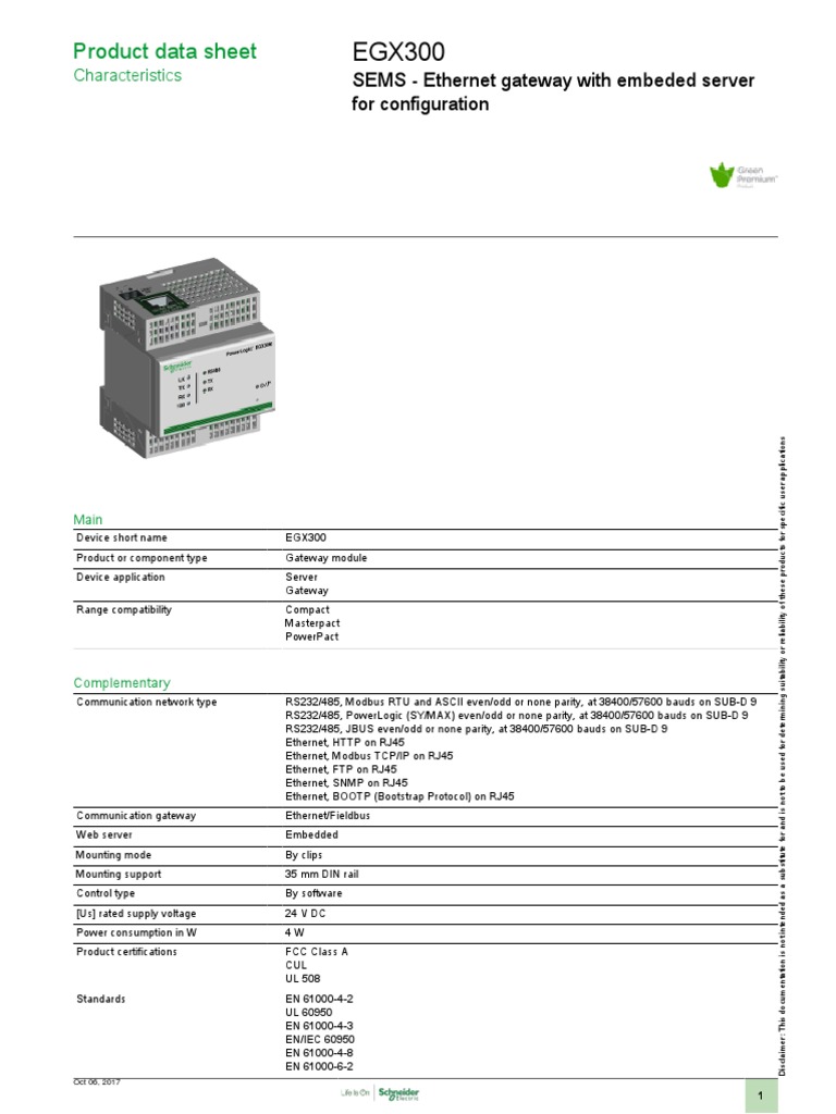 EGX300 Ethernet Gateway Data Sheet | PDF | Gateway (Telecommunications ...