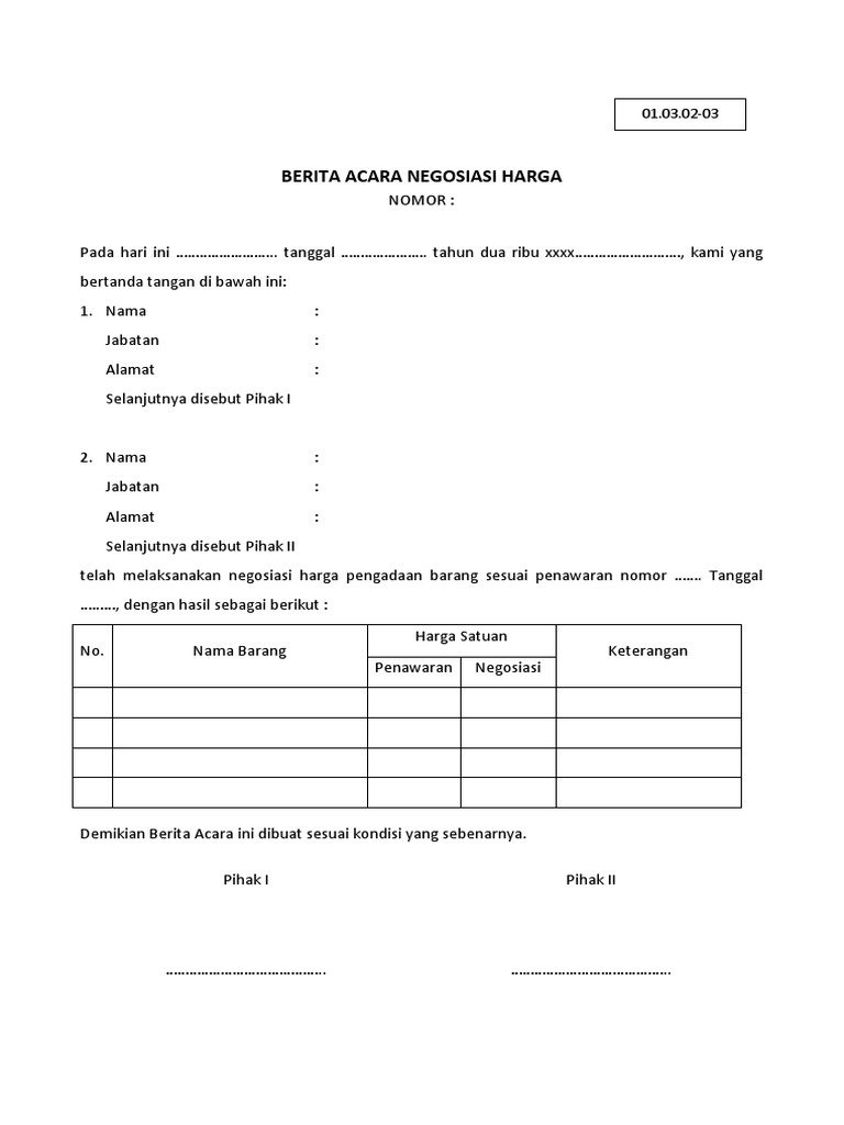 17. Berita Acara Negosiasi Harga