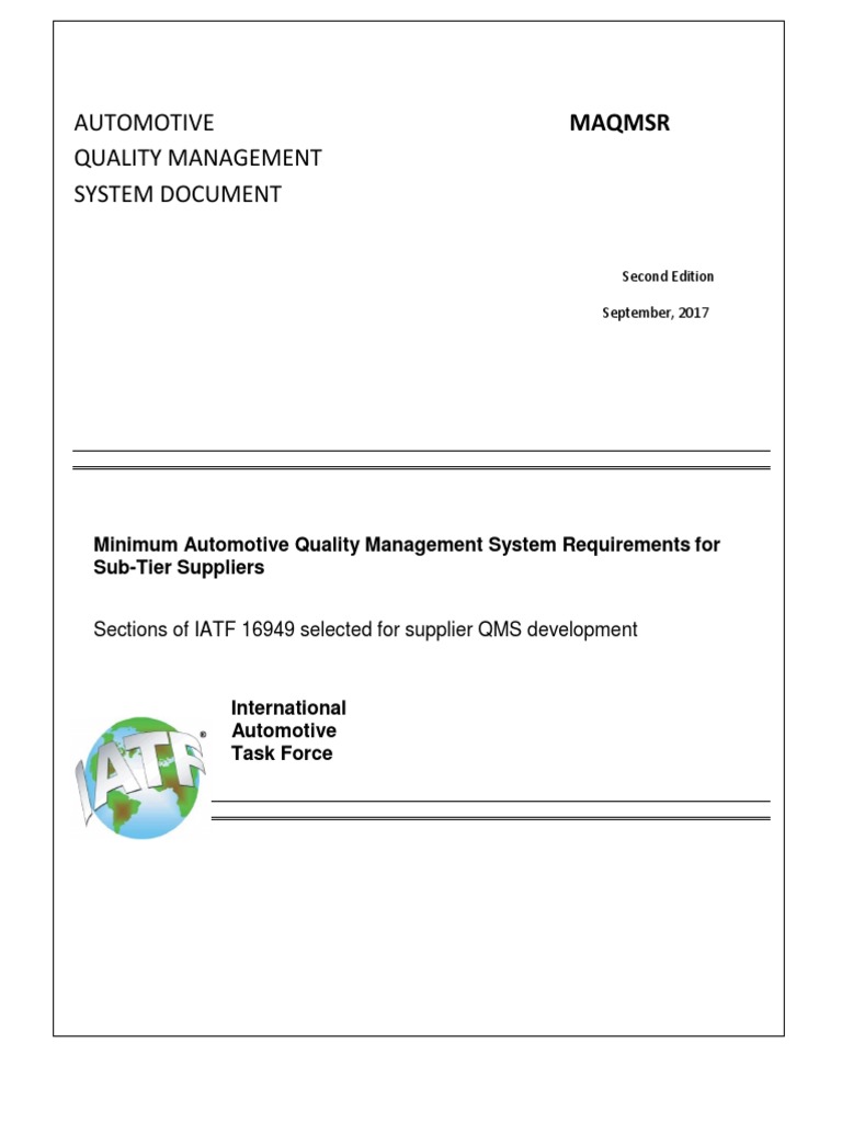 Minimum Automotive Quality Management System Requirements For Sub Tier ...