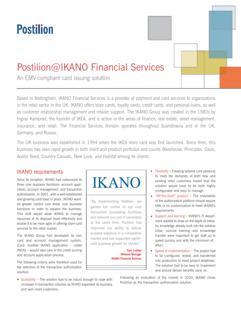 Case Study - Postilion@IKANO Financial Services (UK) | PDF | Emv ...