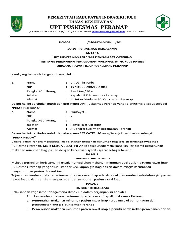 MOU Catering PKM Peranap | PDF