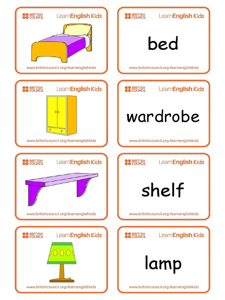 Furniture Vocabulary Flashcards for Kids | PDF