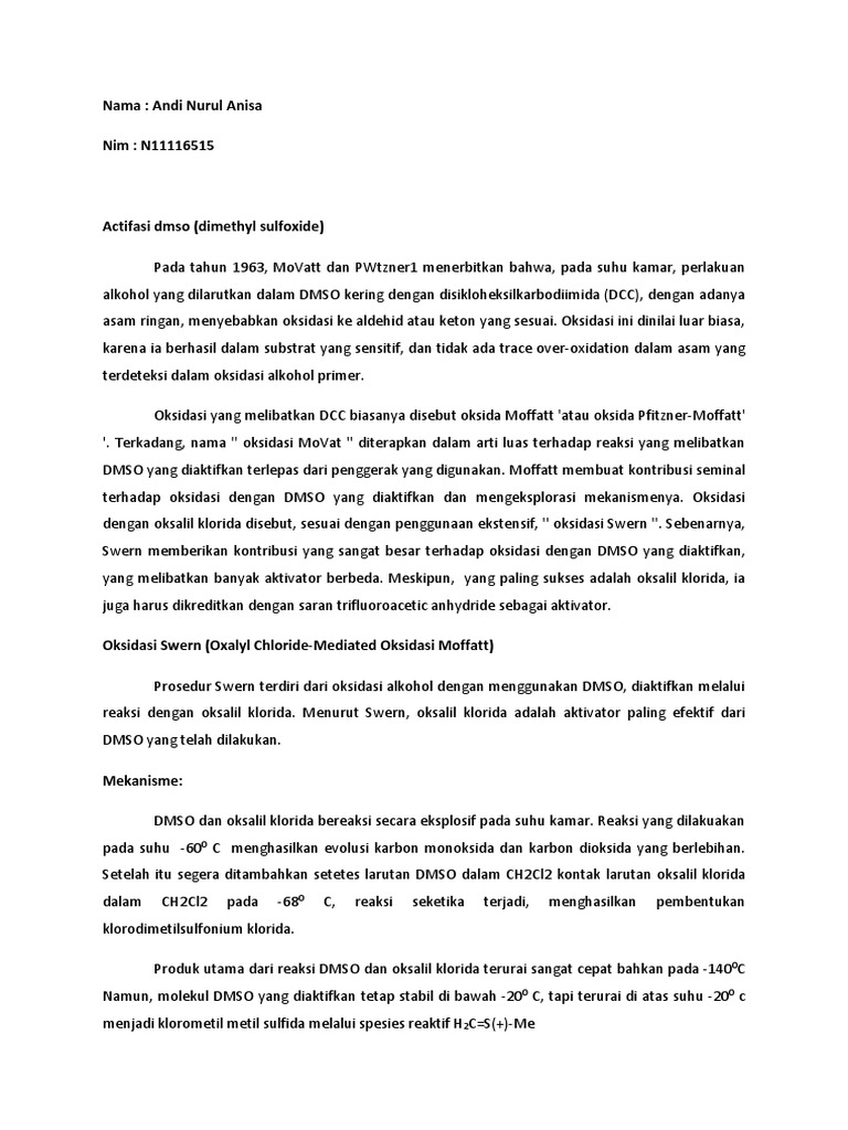 Aktivasi Dmso | PDF | Sains & Matematika