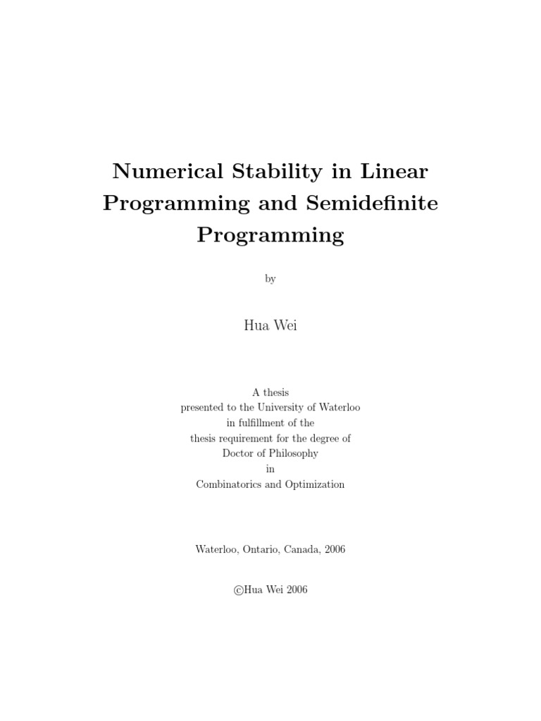 Hwei Thesis | PDF | Linear Programming | Mathematical Optimization Hwei Thesis | PDF | Linear Programming | Mathematical Optimization