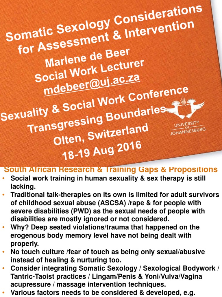 Presentation Somatic Sexology Marlene de Beer Ssw1 | PDF | Orgasm | Sexual Arousal