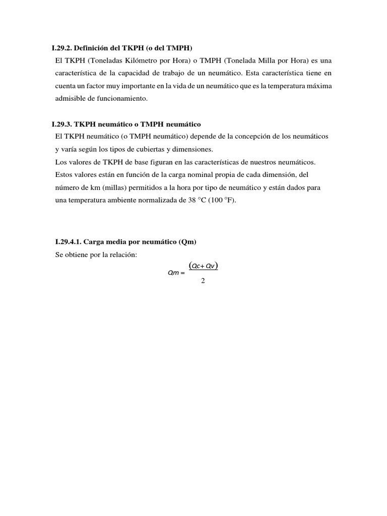 Definición Del TKPH | PDF | Neumático | Temperatura