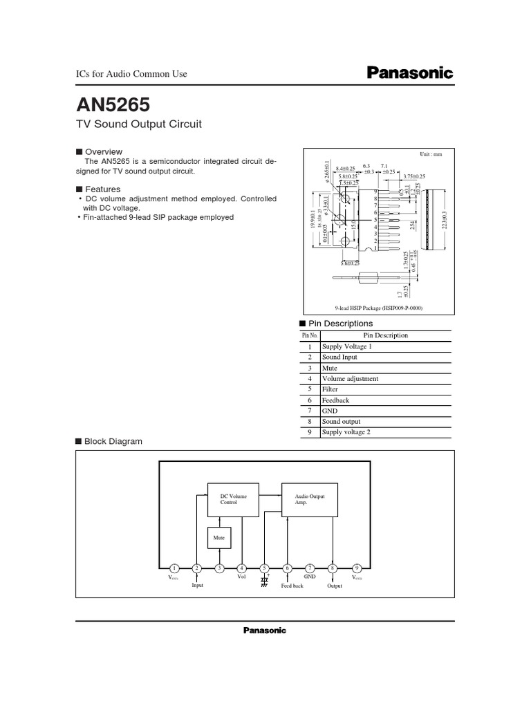 Datasheet AN5265 PDF | PDF | Amplifier | Electronic Circuits