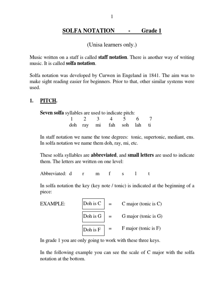 Intro to Solfa Notation for Beginners | PDF | Musical Notation ...