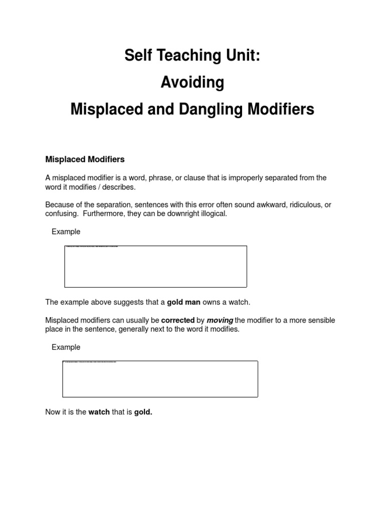 Understanding Misplaced Modifiers | PDF | Adverb | Sentence (Linguistics)